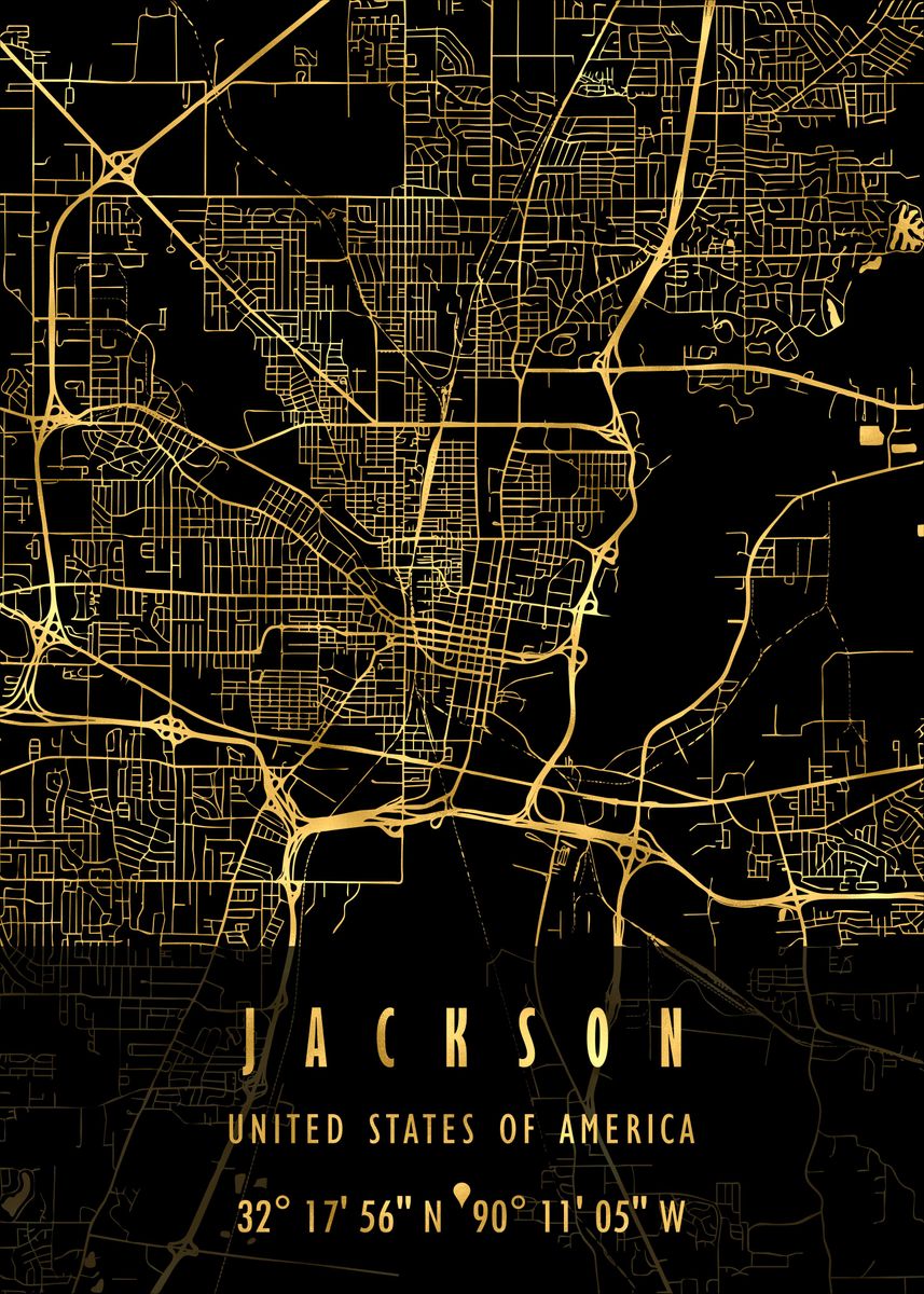 'JACKSON MAP USA' Poster, picture, metal print, paint by Artistic ...