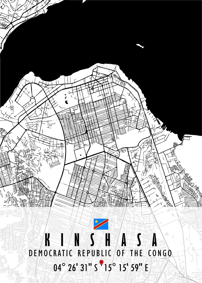 'KINSHASA MAP CONGO' Poster, picture, metal print, paint by Artistic ...