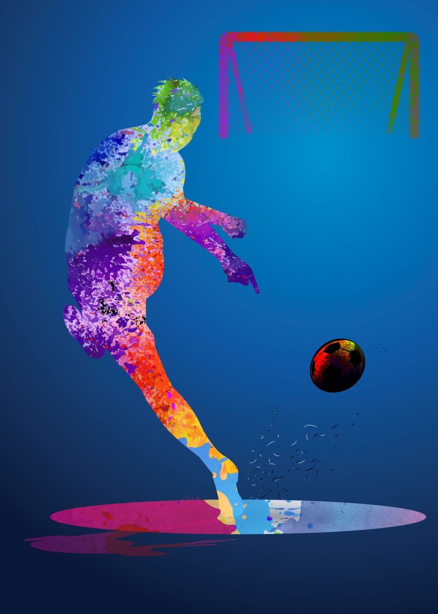 'football player watercolor' Poster, picture, metal print, paint by ...