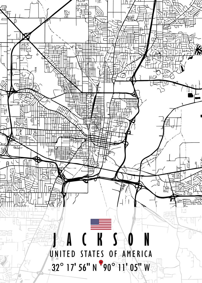 'JACKSON MAP USA' Poster, picture, metal print, paint by Artistic ...