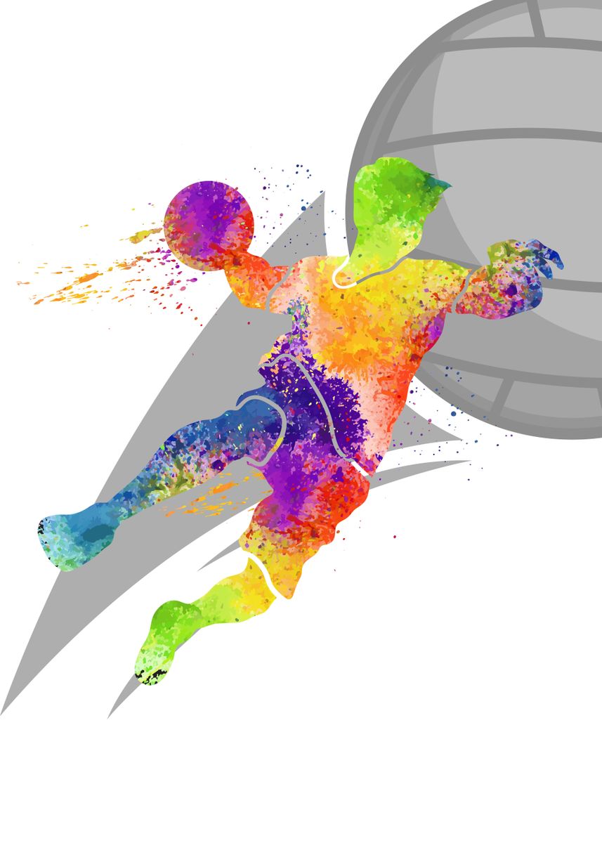 'Dodgeball Player Colorful' Poster, picture, metal print, paint by ...