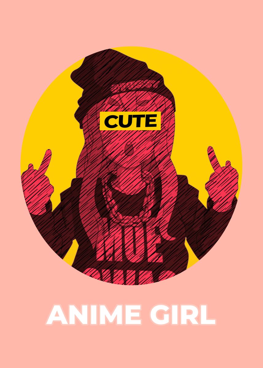 'Cute Girl' Poster, picture, metal print, paint by Rijis Art | Displate