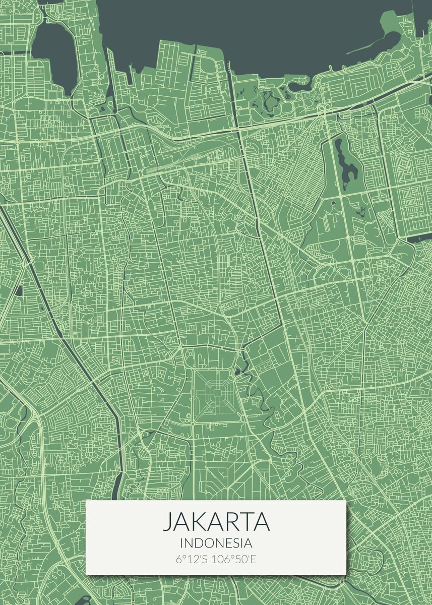 'Jakarta Green Map' Poster by dkDesign | Displate
