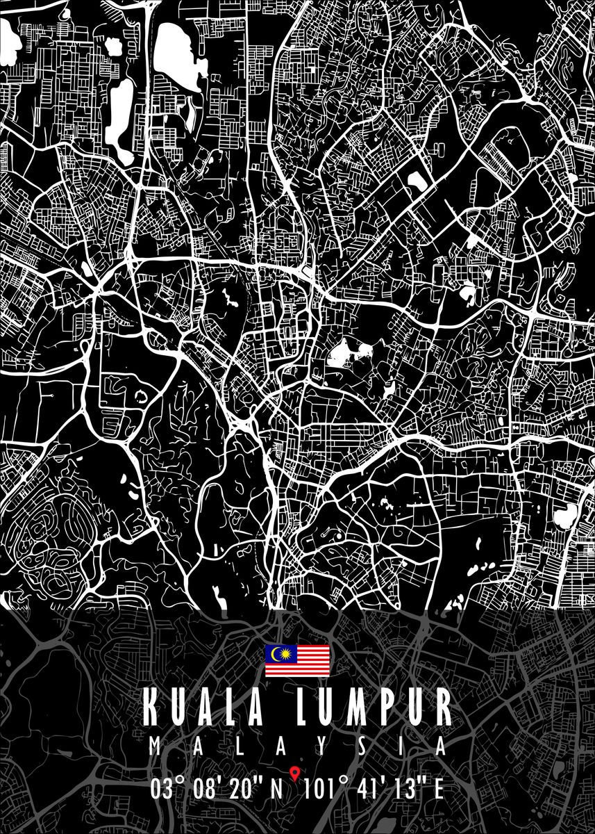 'KUALA LUMPUR MAP MALAYSIA' Poster by Artistic Paradigms | Displate