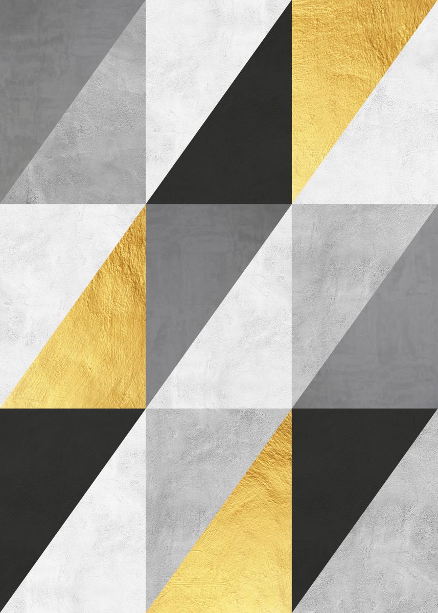 'Gray and gold art 09' Poster, picture, metal print, paint by Vitor ...