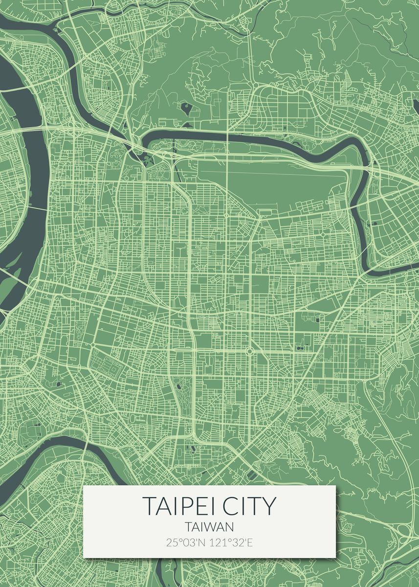 'Taipei City Green Map' Poster, picture, metal print, paint by dkDesign ...
