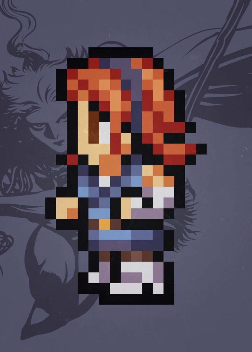 'FF III Refia Pixel Sprite' Poster, picture, metal print, paint by Ze ...