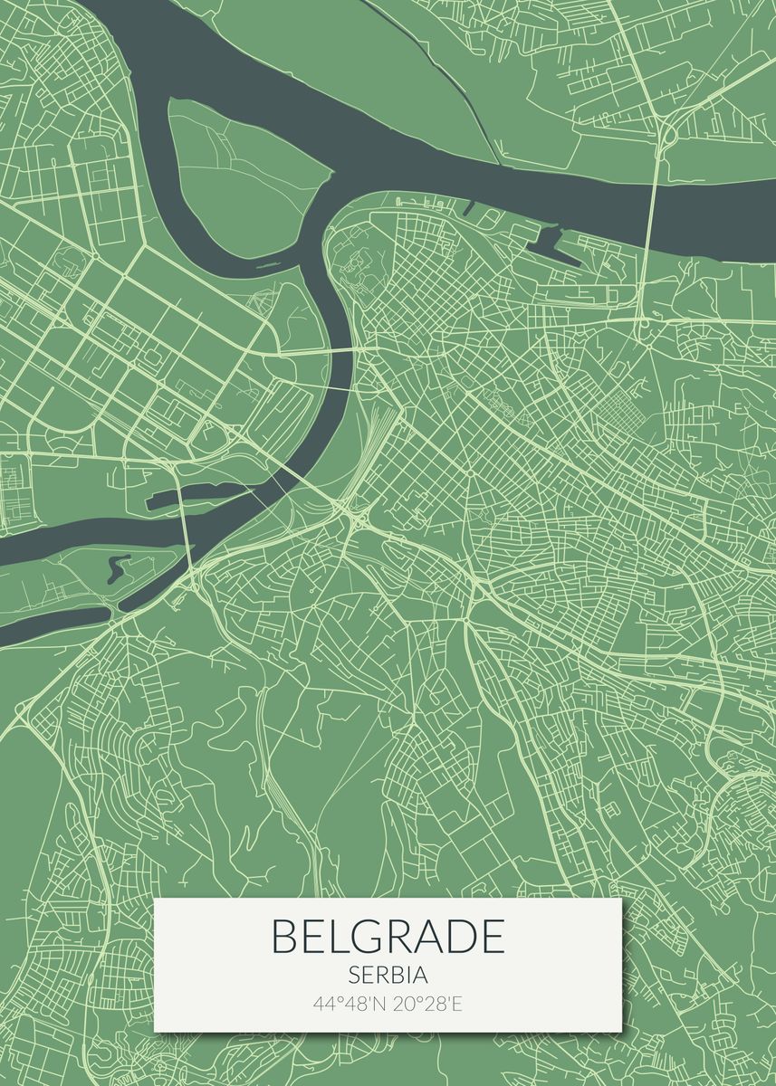 'Belgrade Green Map' Poster, picture, metal print, paint by dkDesign ...