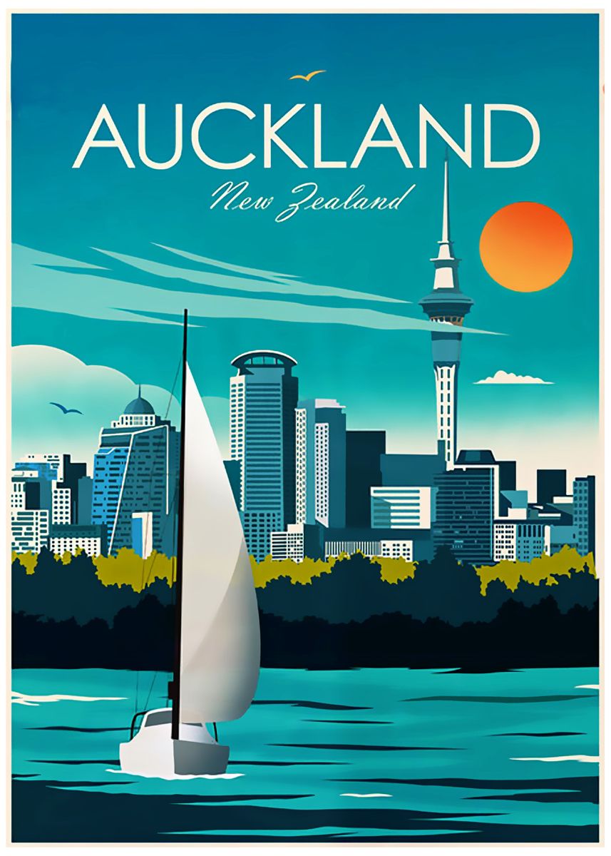 'Auckland' Poster, picture, metal print, paint by Nature Team | Displate