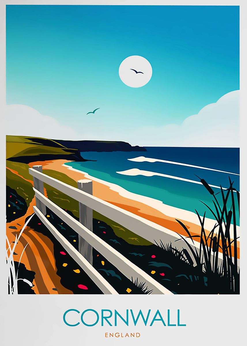 'Cornwall' Poster, picture, metal print, paint by Nature Team | Displate