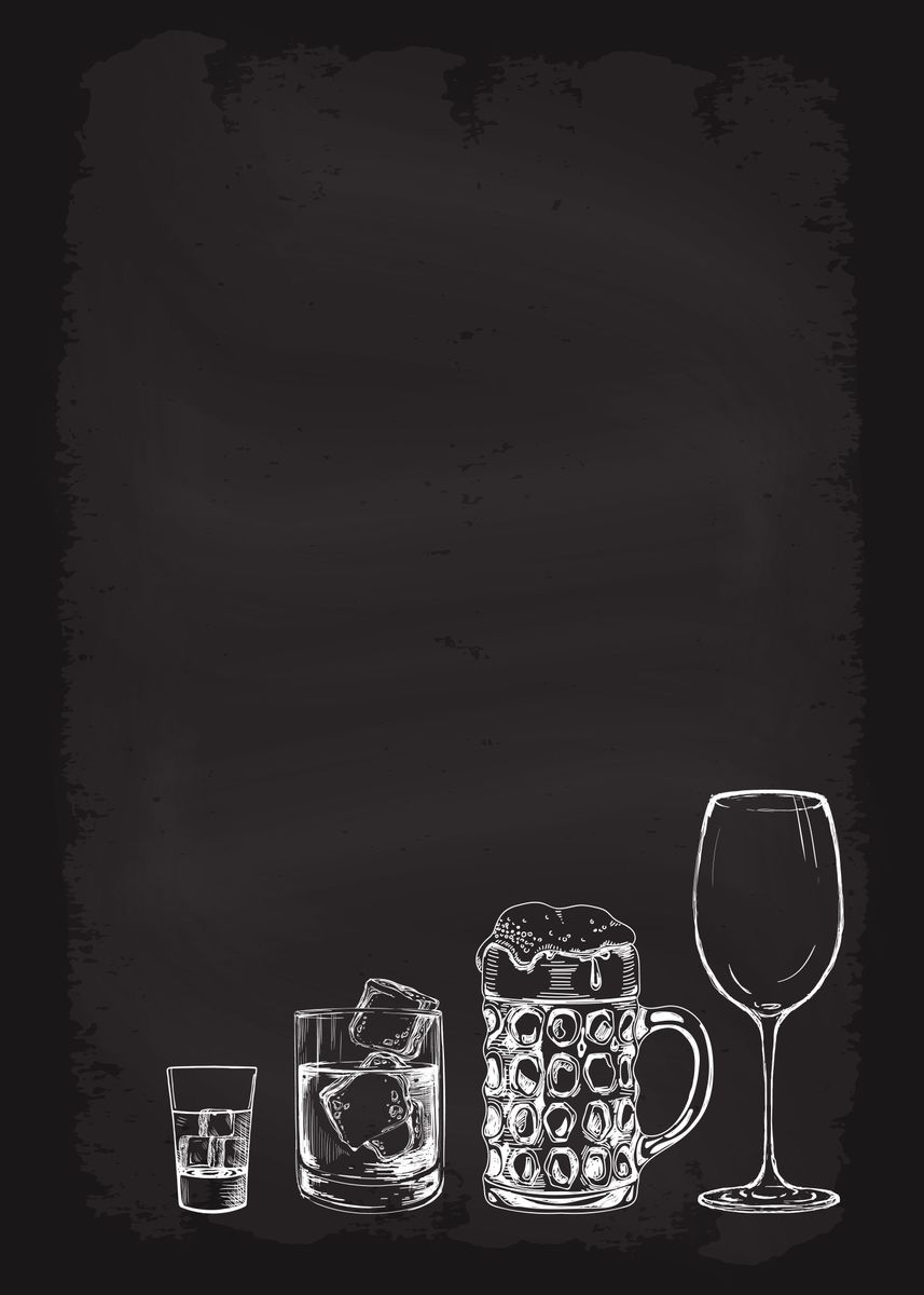 'Alcohol Bar Menu Beer Wine' Poster, picture, metal print, paint by ...