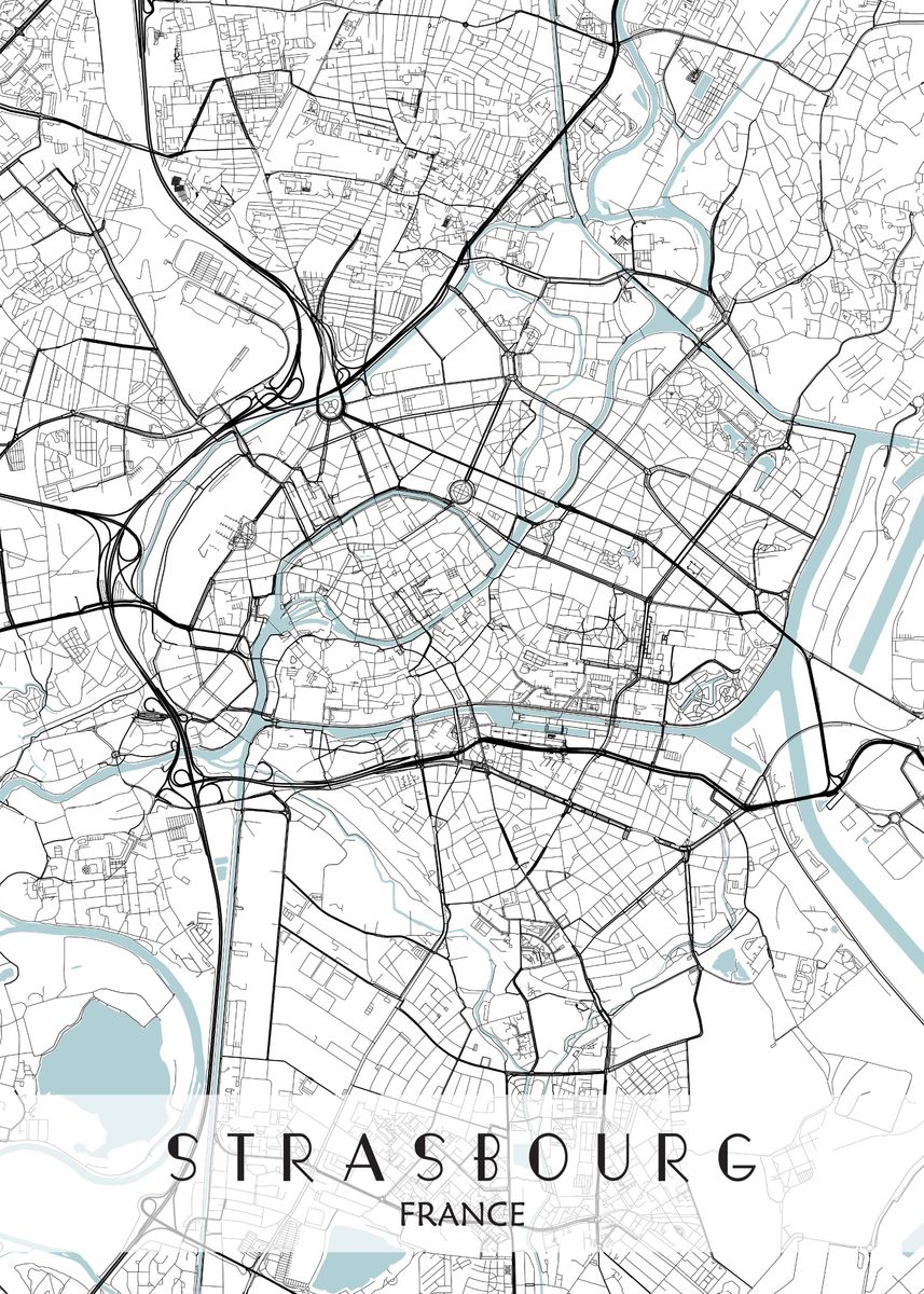 'Strasbourg City Map France' Poster, picture, metal print, paint by Max ...