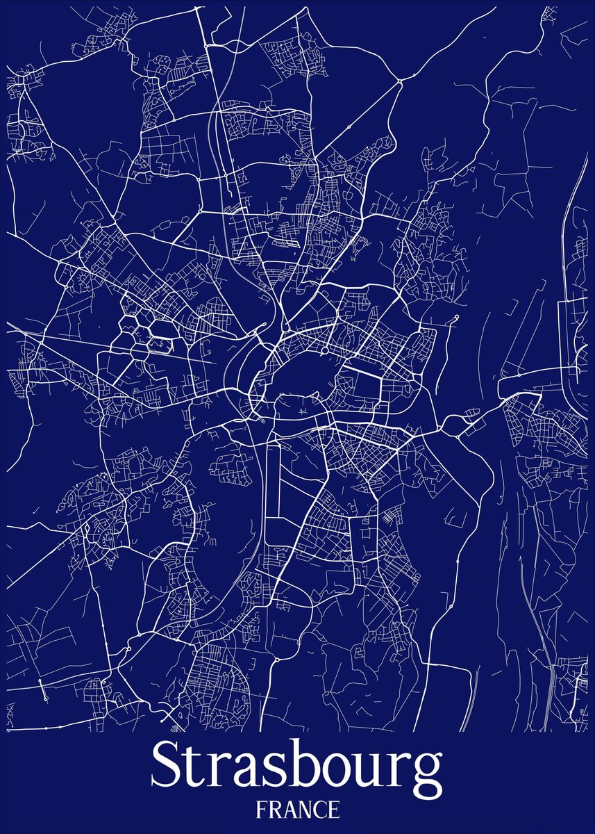 'Strasbourg map France' Poster, picture, metal print, paint by Max Ronn ...