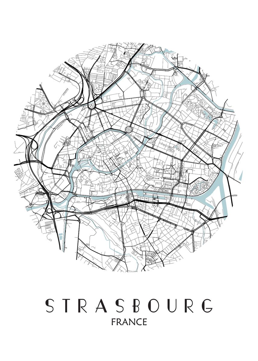 'Strasbourg Map France' Poster, picture, metal print, paint by Max Ronn ...