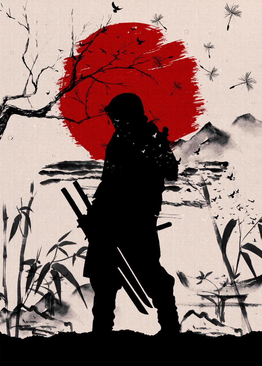 'samurai' Poster, picture, metal print, paint by Dyn Creative | Displate