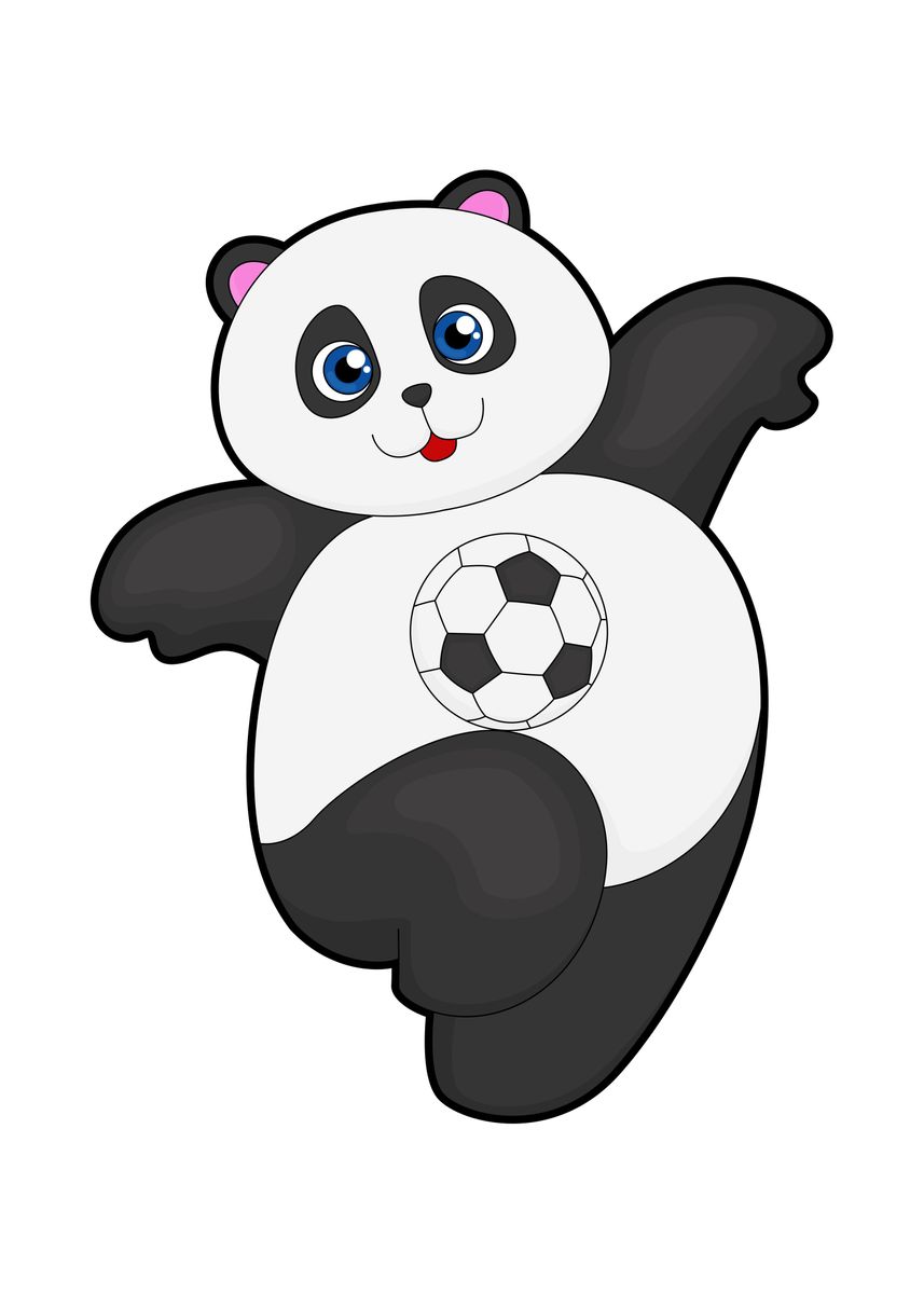 'Panda Soccer Sports' Poster, picture, metal print, paint by Markus ...