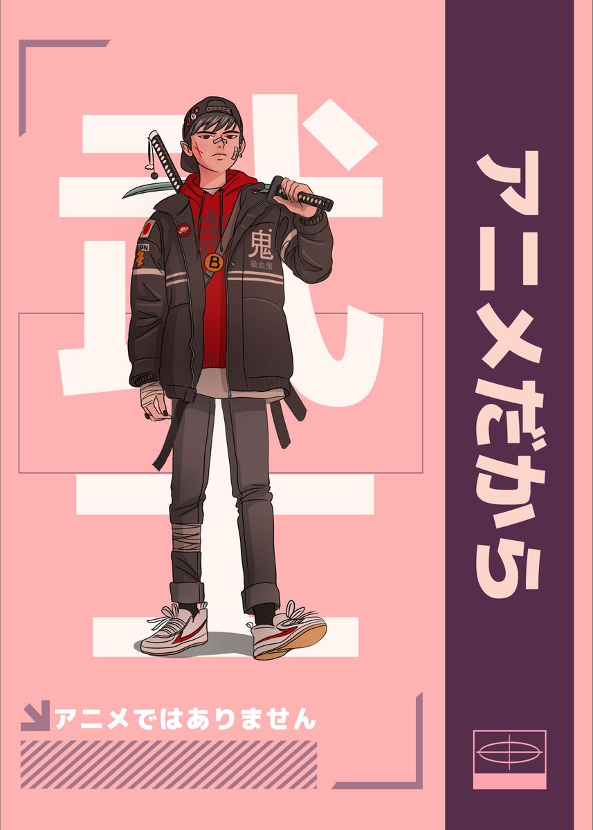 'Anime Boy Manga Fashion' Poster, picture, metal print, paint by ...