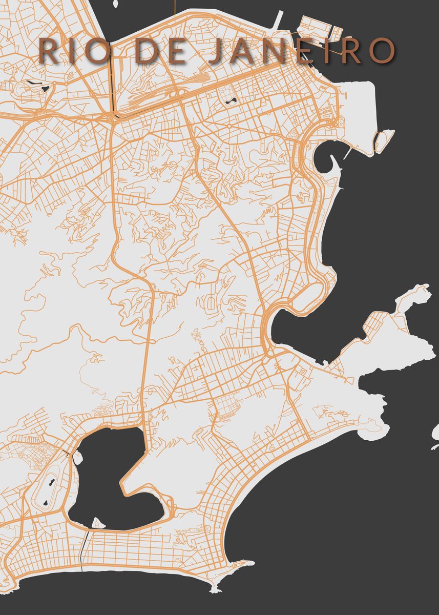 'Rio de Janeiro Map' Poster by dkDesign | Displate