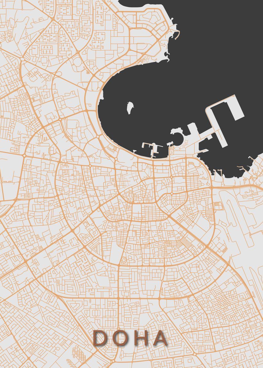 'Doha Map' Poster by dkDesign | Displate