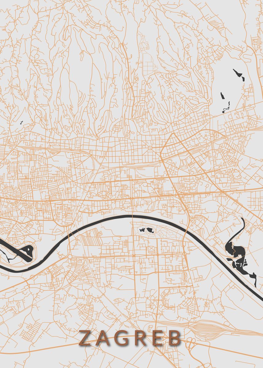 'Zagreb Map' Poster by dkDesign | Displate