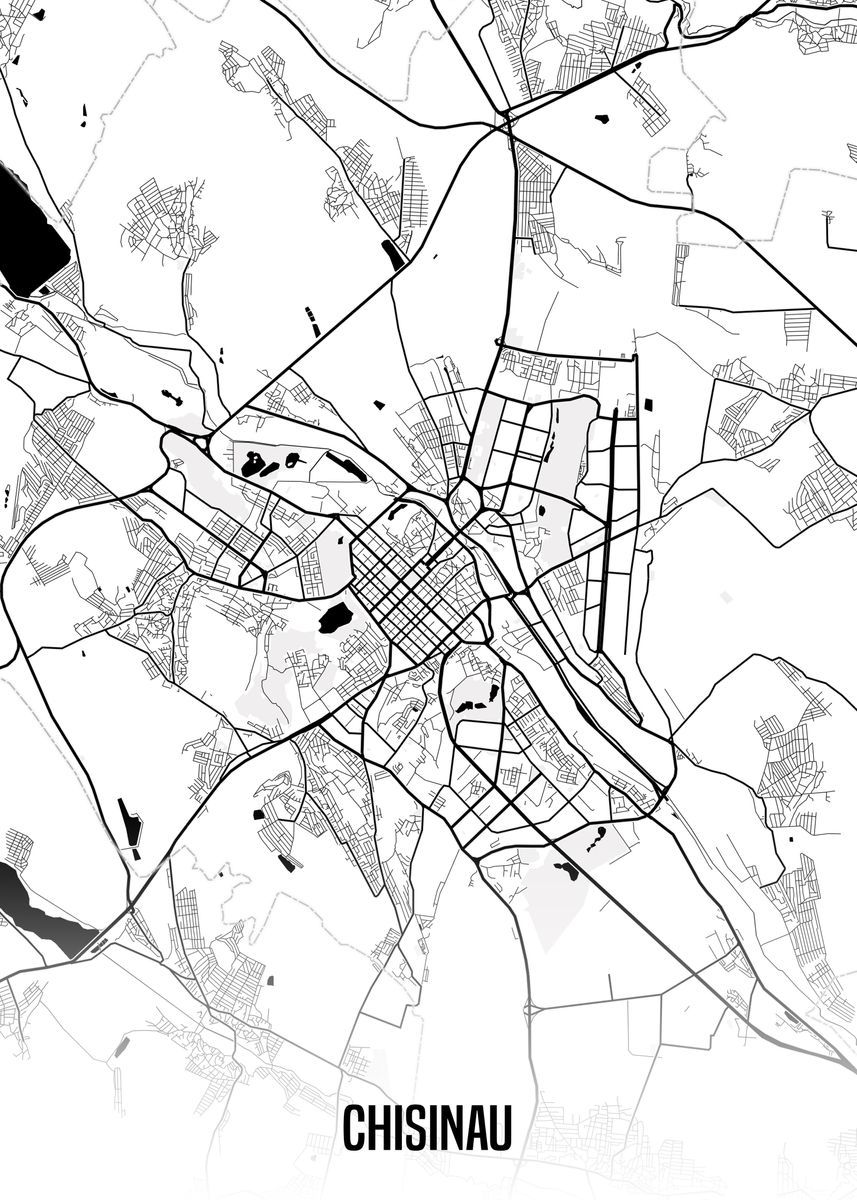 'Chisinau white map' Poster, picture, metal print, paint by LUNGHISTE ...