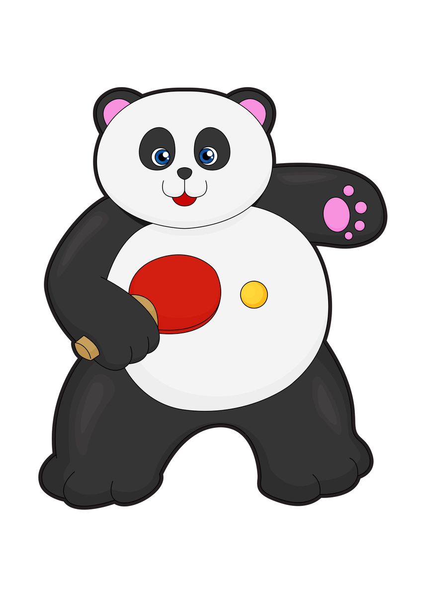 'Panda Table tennis racket' Poster, picture, metal print, paint by ...