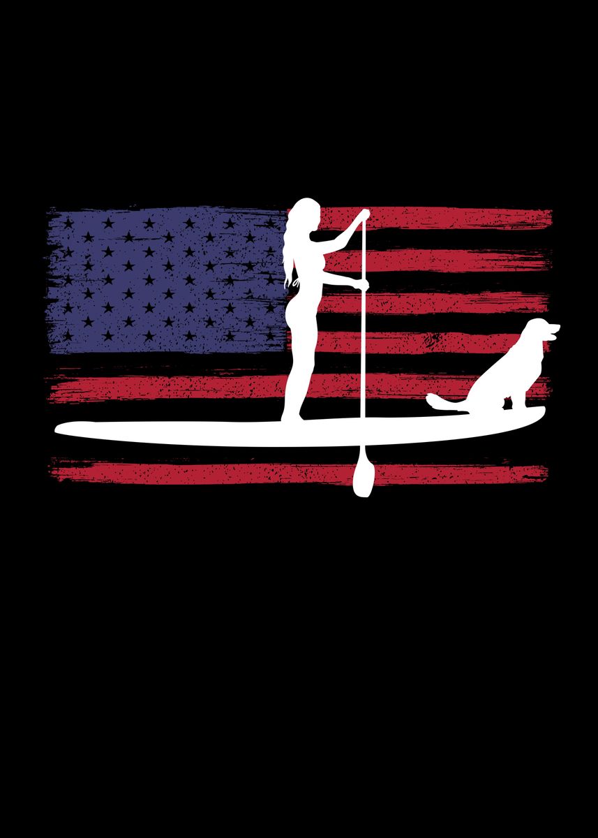 'Retro Paddleboarding Gift' Poster, picture, metal print, paint by Phil ...