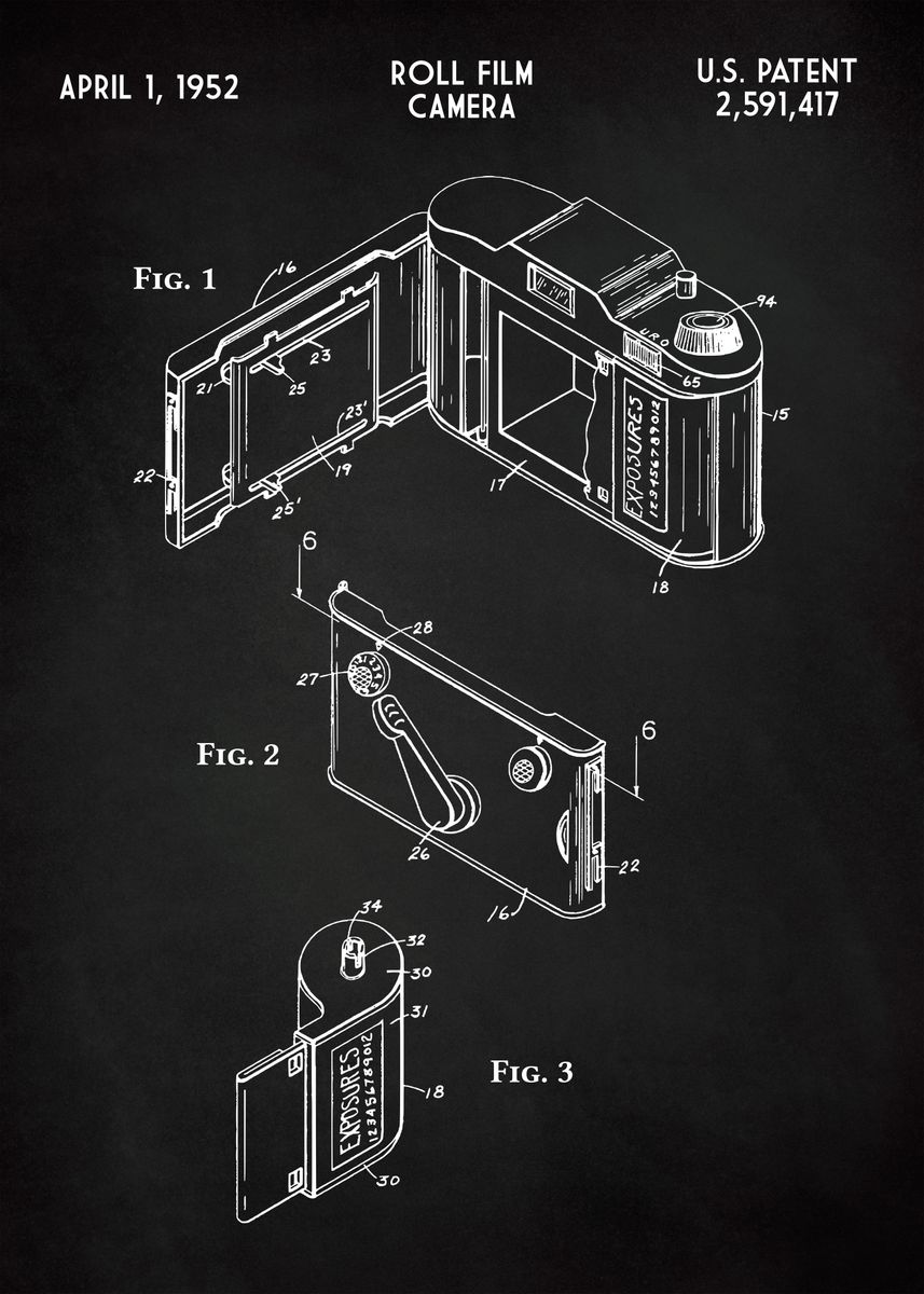 'ROLL FILM CAMERA CHALK' Poster, picture, metal print, paint by Atomic ...