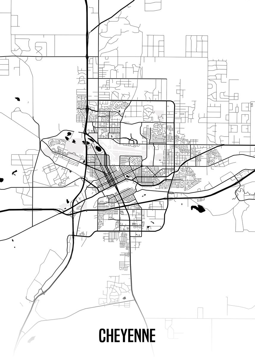 'Cheyenne white map' Poster, picture, metal print, paint by LUNGHISTE ...