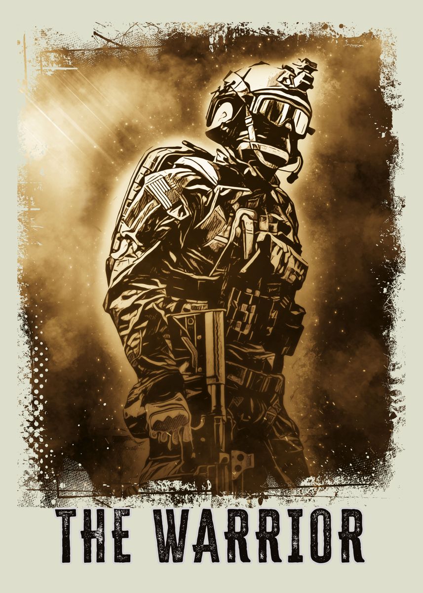 'The Warrior' Poster, picture, metal print, paint by OliArt | Displate