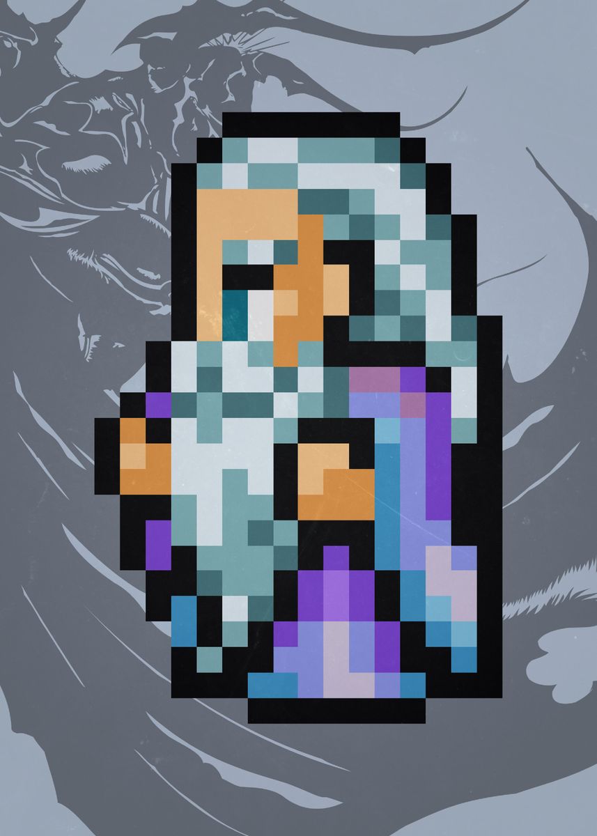 'FF IV Fusoya Pixel Sprite' Poster, picture, metal print, paint by Ze ...