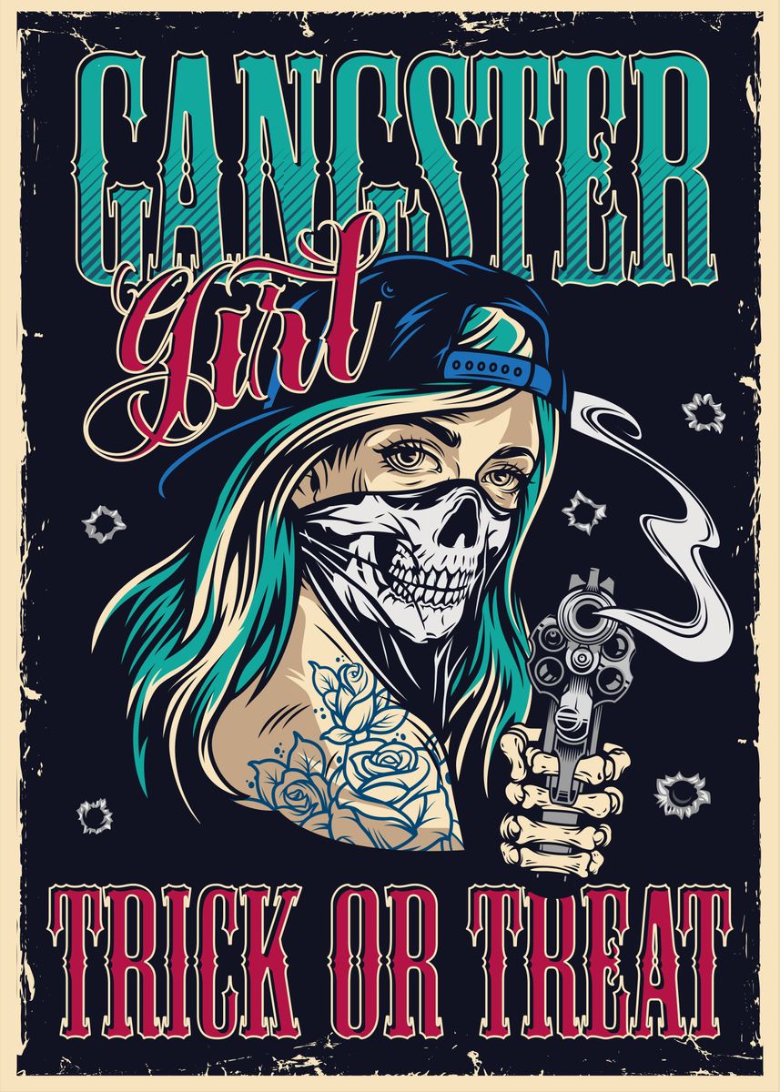 'gangster girl tattoo art' Poster by du giang | Displate