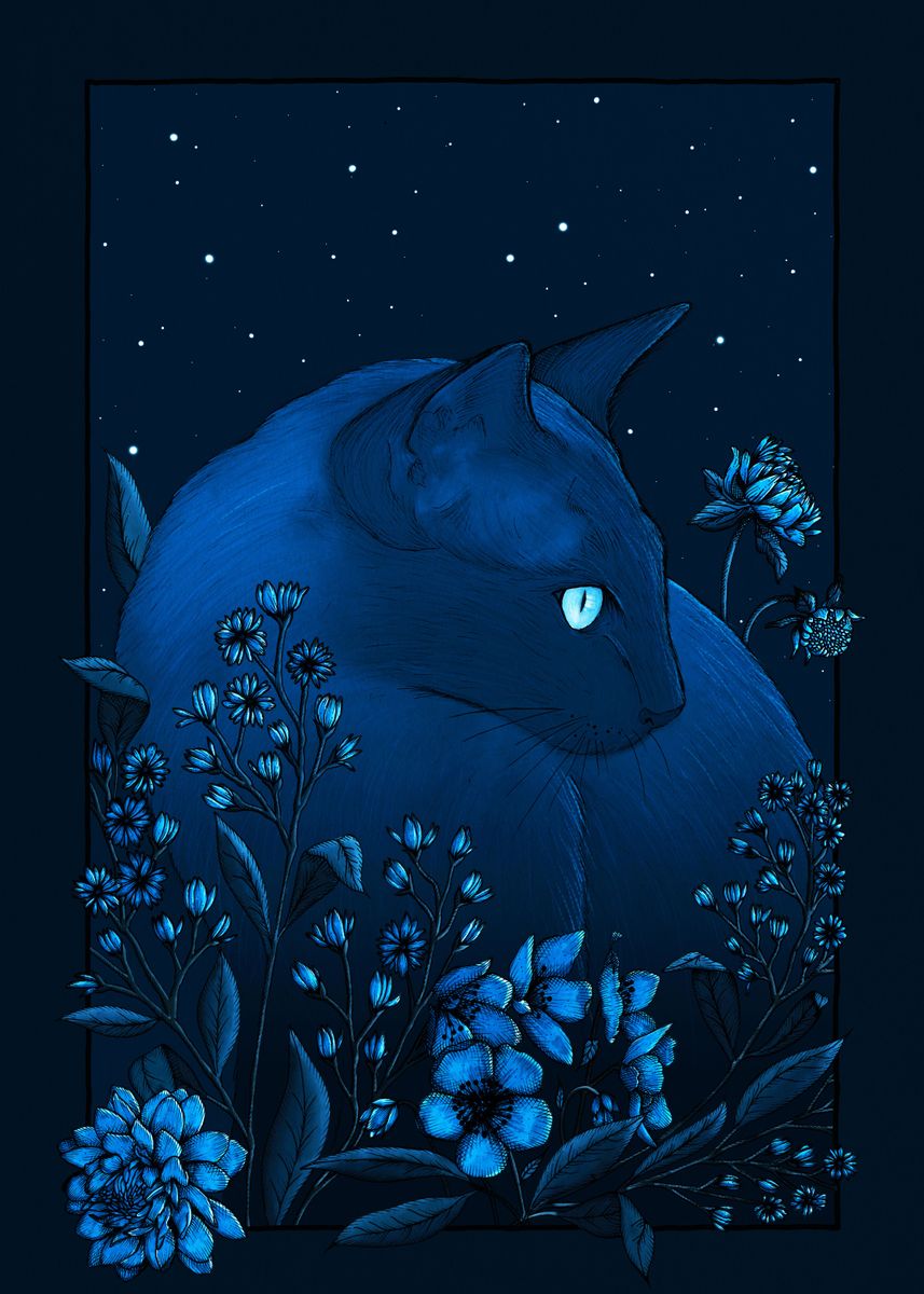 'Starlight Cat' Poster, picture, metal print, paint by Elyssa Long ...