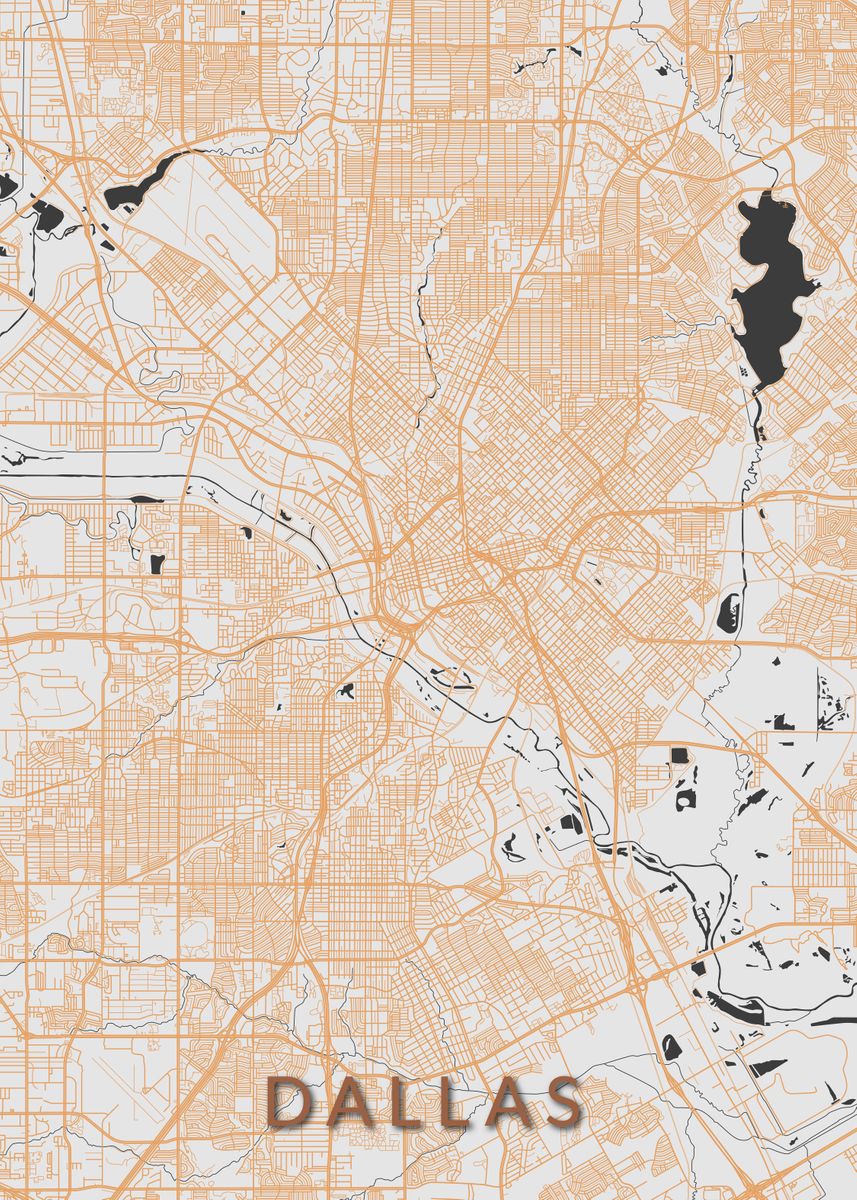 'Dallas City Map' Poster, picture, metal print, paint by dkDesign ...