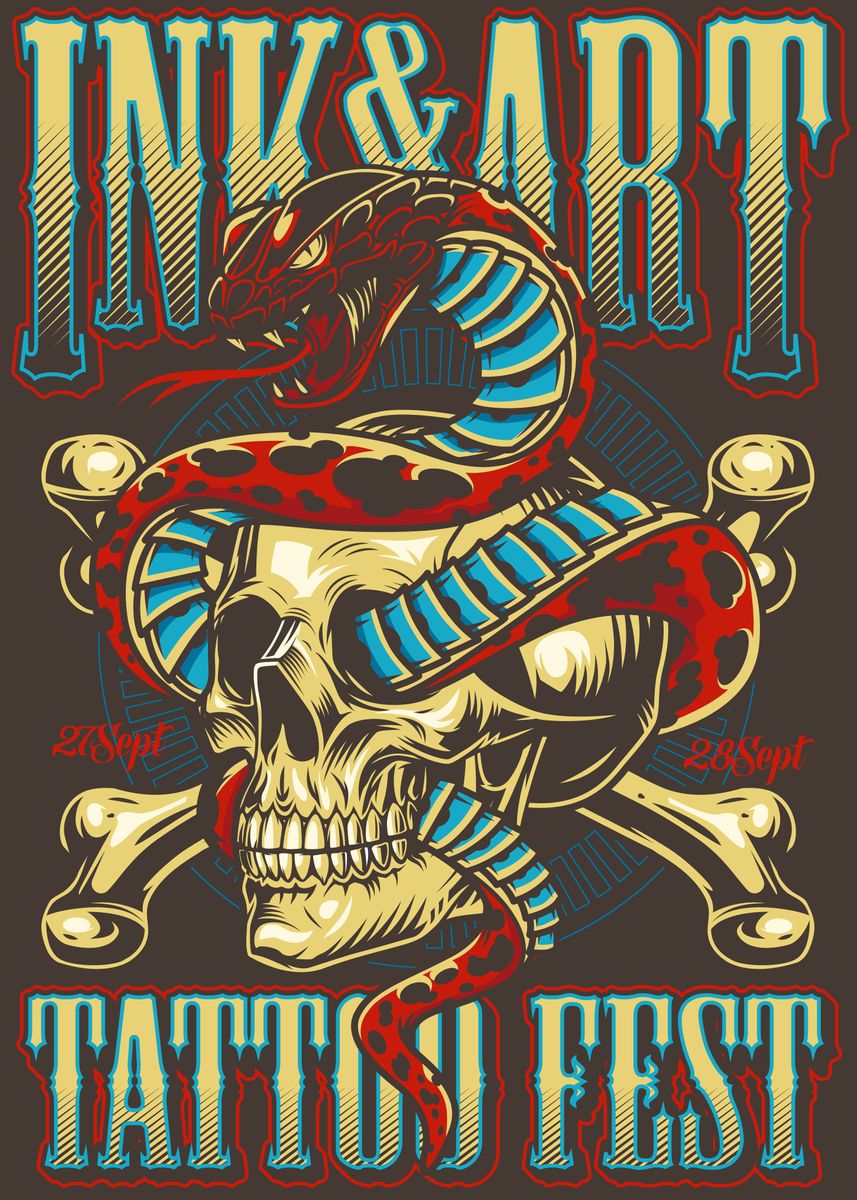 'ink art tattoo fest' Poster, picture, metal print, paint by du giang ...