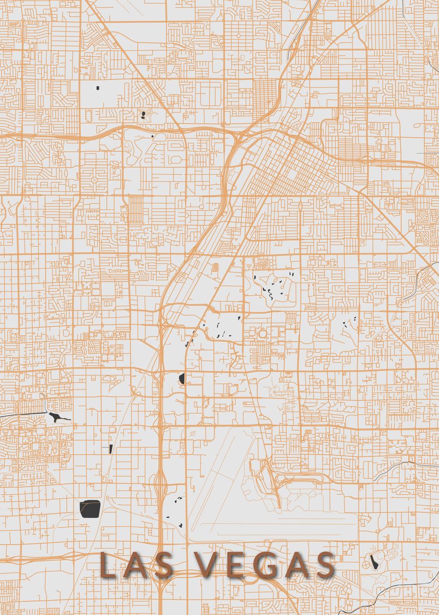 'Las Vegas City Map' Poster, picture, metal print, paint by dkDesign ...