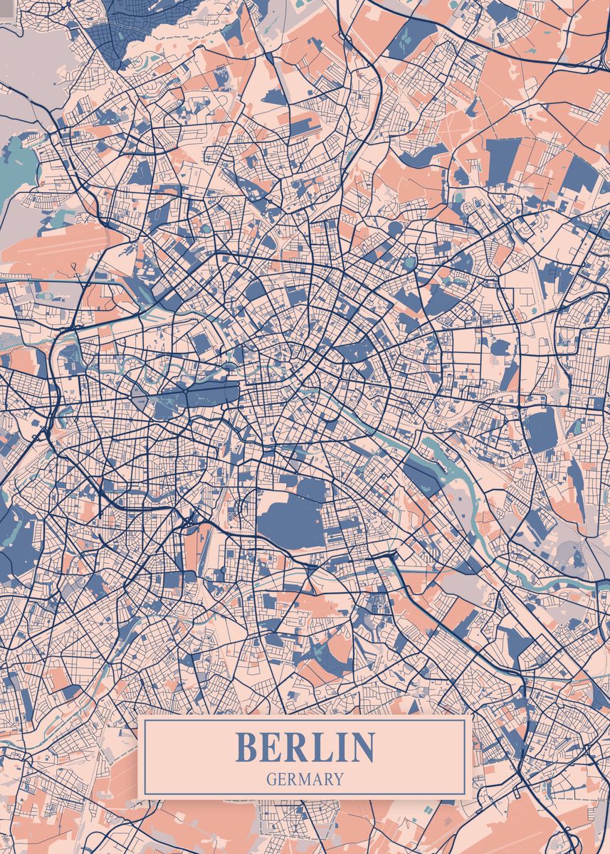 'Berlin Breezy Map' Poster by Tien Stencil | Displate