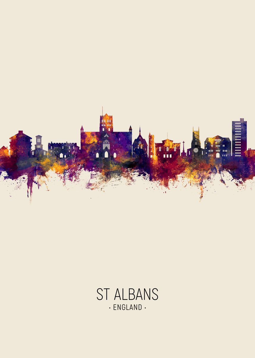 'St Albans Skyline England' Poster, picture, metal print, paint by ...