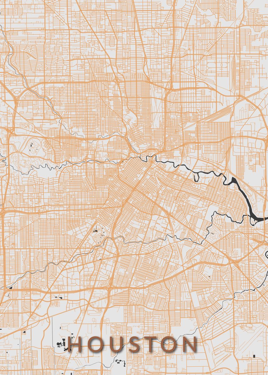 'Houston City Map' Poster by dkDesign | Displate