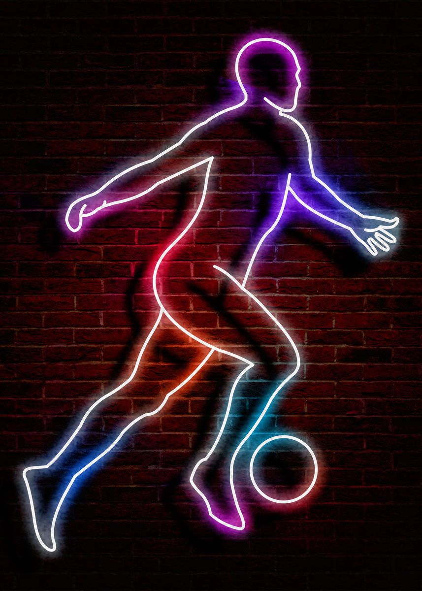 'football neon' Poster by Izmo Scribbles | Displate