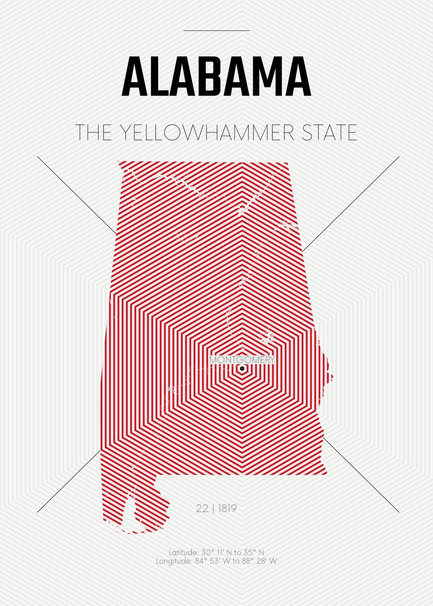 'Alabama USA state map' Poster by Designersen | Displate