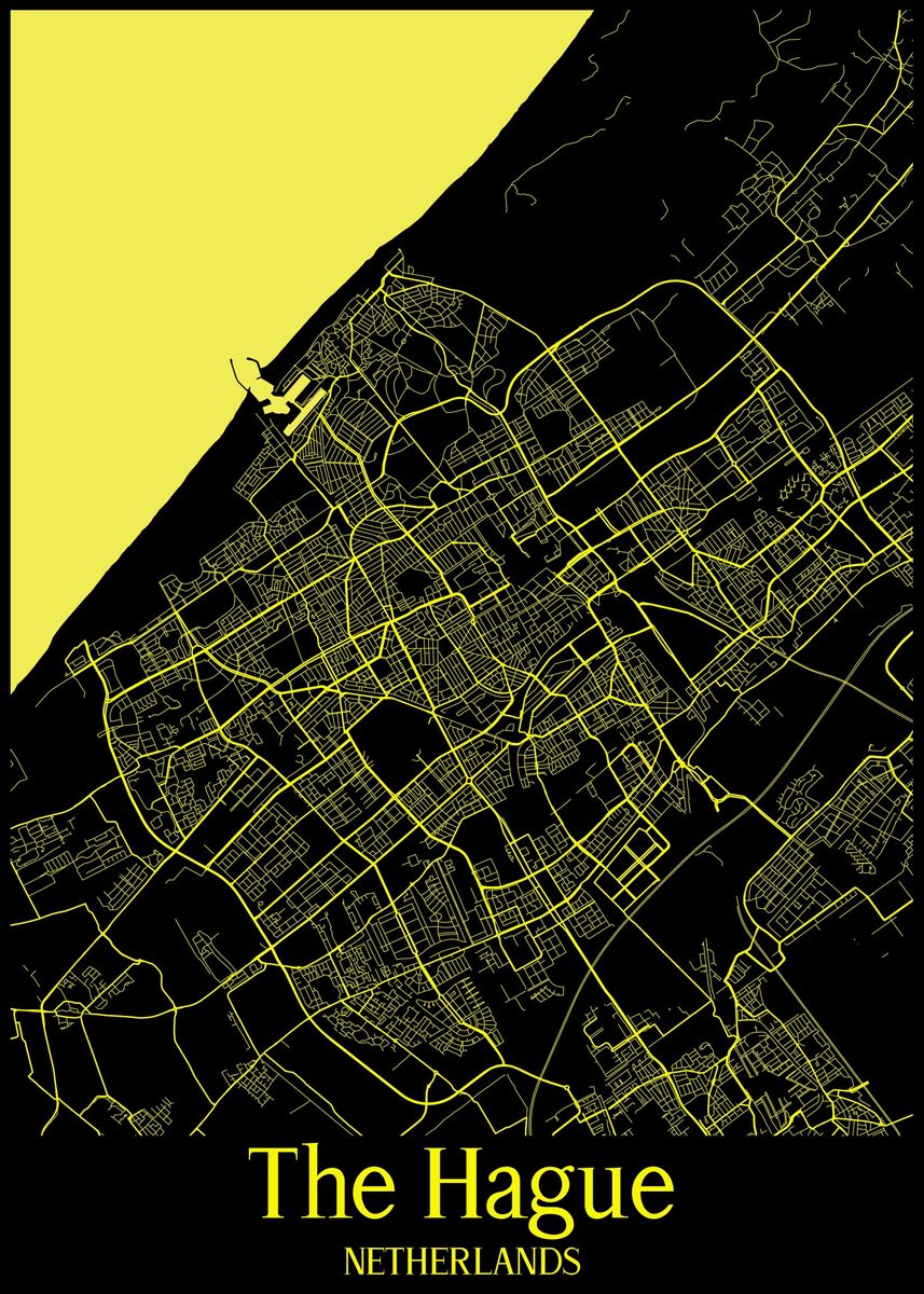 'The Hague Map Netherlands' Poster, picture, metal print, paint by Max ...