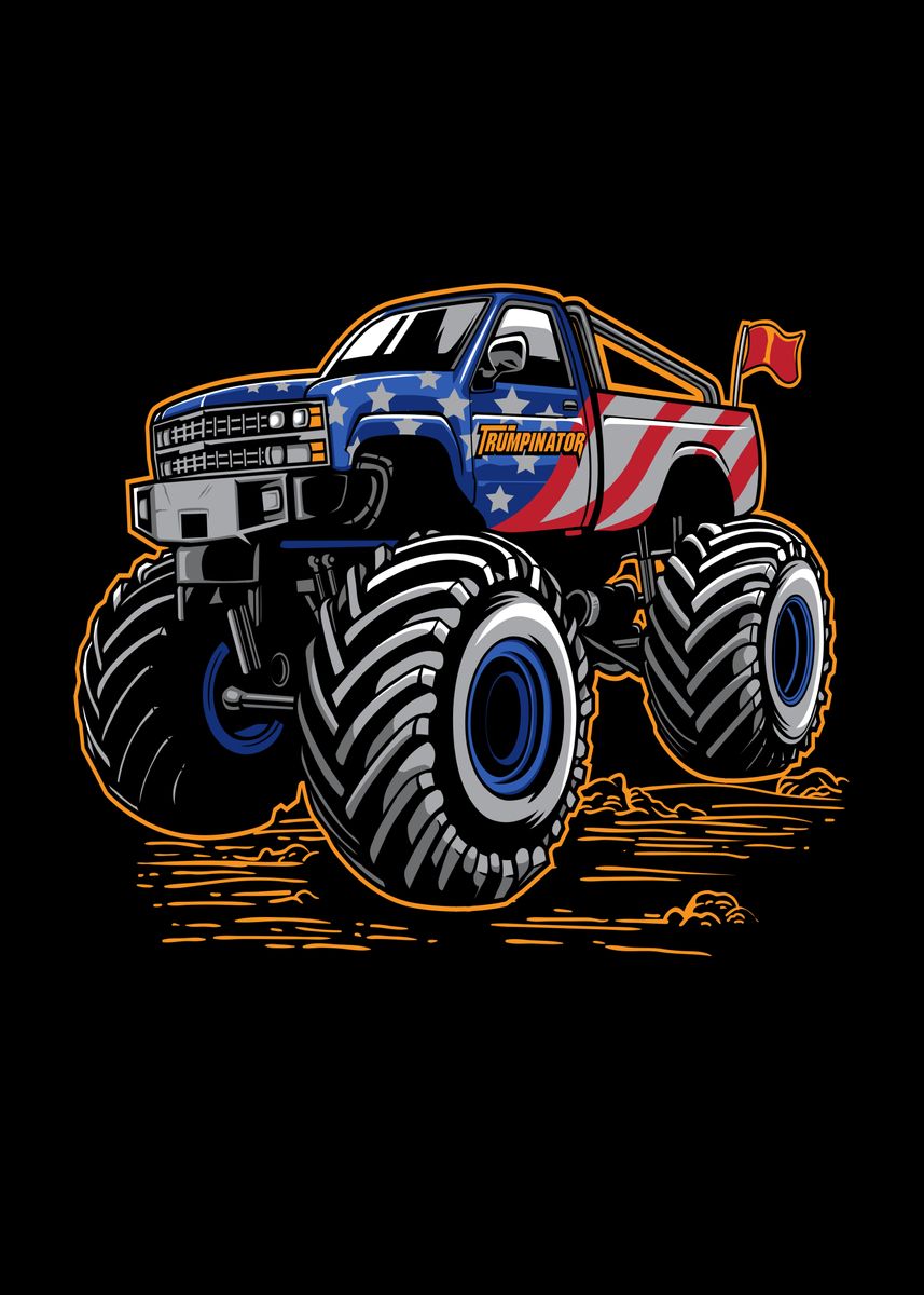 'Trumpinator Monster Truck' Poster, picture, metal print, paint by ...