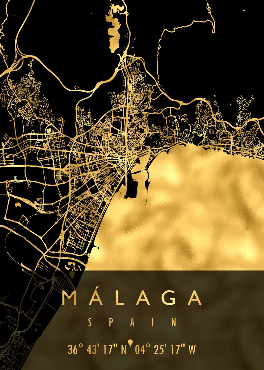 'MALAGA MAP SPAIN' Poster by Artistic Paradigms | Displate