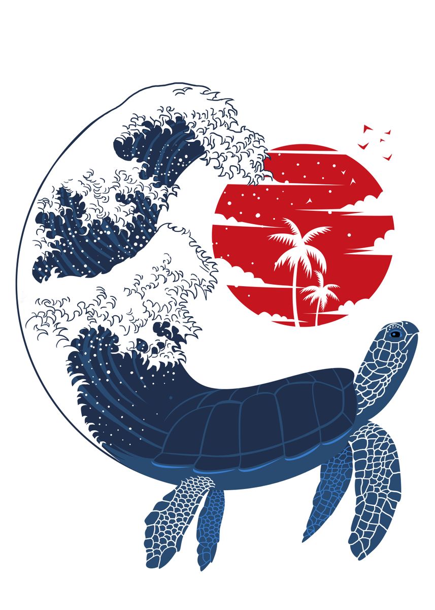 'Turtle wave' Poster, picture, metal print, paint by Alberto Perez ...