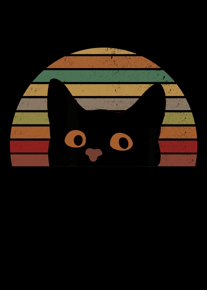 'Cat Retro Cute' Poster, picture, metal print, paint by King ART | Displate