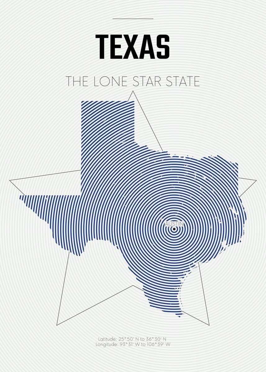 'Texas USA state map' Poster, picture, metal print, paint by ...