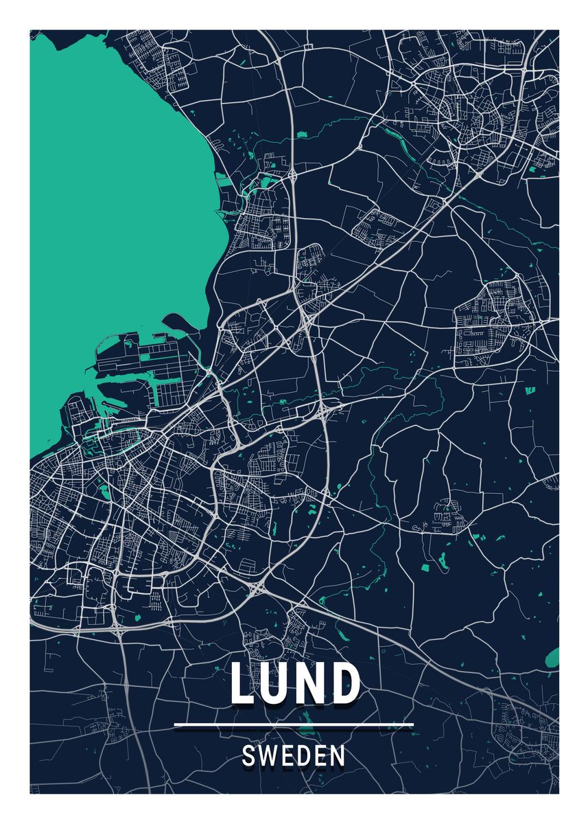'Lund City Map Sweden' Poster by Max Ronn | Displate