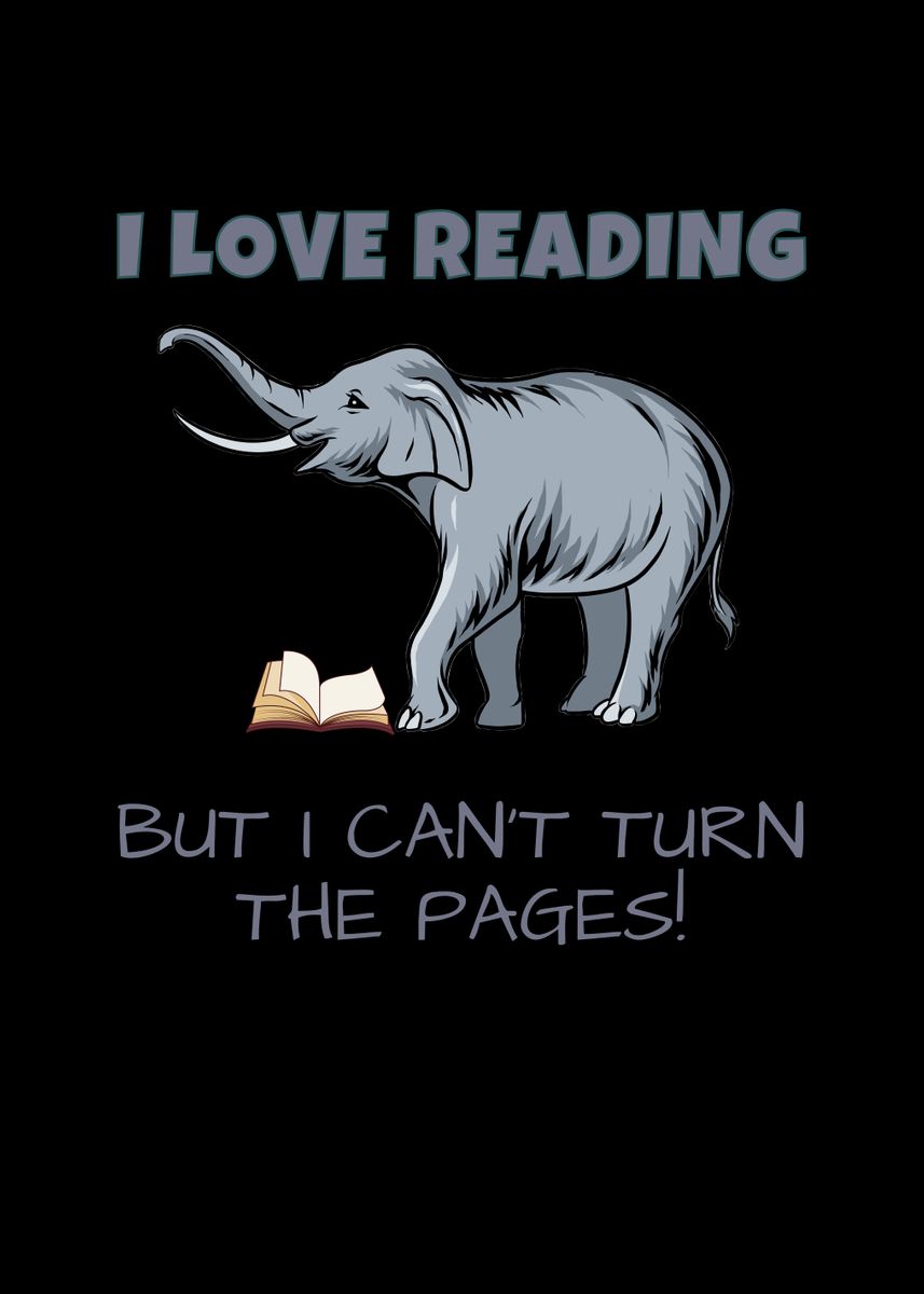 'Elephant Reading Kids Book' Poster, picture, metal print, paint by ...