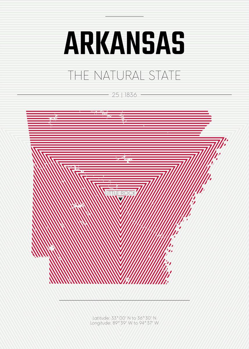 'Arkansas USA state map' Poster, picture, metal print, paint by ...